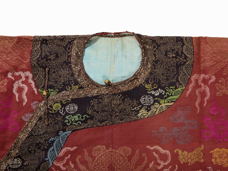 Burgundy Red Silk Robe ‘Pao’ with Dragons, 19th-20th century - Alain.R ...